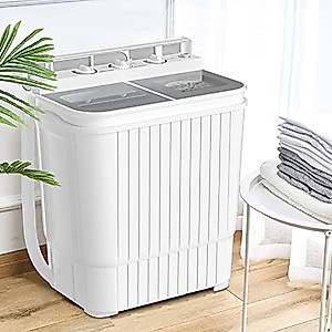 Atripark Portable Mini Washing Machine Washer with Twin Tub, Dryer Wash and Spin Dryer 21.6lbs Capacity For Camping, Apartments, Dorms, College Rooms, RV’S, Delicates(Grey)
