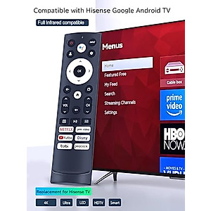 ERF3M90H Replacement Remote Control for Hisense Google Android TV 43A6H 43A65H 50A6H 55A6H 50U6H 55U6H 65A6H 65U6H 65U7H 65U8H 75A6H 75U8H (without Voice Function)