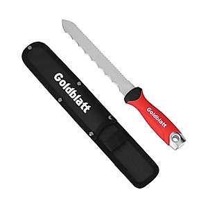 Goldblatt Insulation Knife, 8 Inch Stainless Steel Blade - Serrated Sharp Double Side Utility Knife Tool for Cutting Heat Material, Styrofoam - Rockwool Sod Cutter Lawn Repair Garden Knife