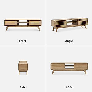 mopio Ensley TV Stand, Mid-Century Modern Television Stand for 55/60/65 inch TV, Farmhouse Entertainment Center with Storage, Media Console Credenza Table for Living Room, Bedroom (Oak, 59")