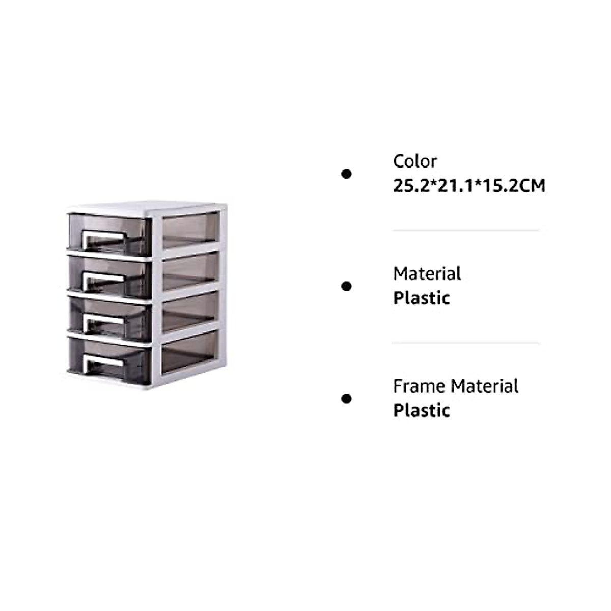 4 Drawer Plastic Storage - Plastic Storage Bins with Drawers, Desktop Storage Drawers Clear Drawers Storage Box for Home (25.2 * 21.1 * 15.2CM)