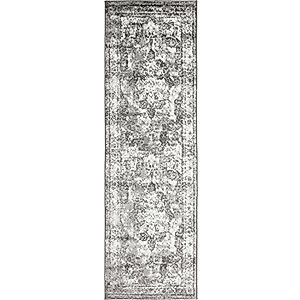 Unique Loom Sofia Collection Area Rug - Salle Garnier (2' x 6' 9" Runner, Gray/ Ivory)
