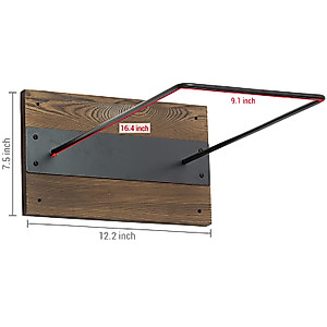 MyGift Wall Mounted Exercise Stability Ball Holder, Home Gym Yoga Studio Ball Storage Display Rack with Rustic Burnt Wood Rectangular Backing and Black Metal Wire, Set of 2