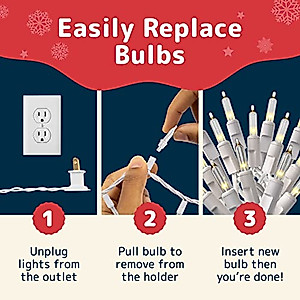 PREXTEX Christmas Lights (20 Feet, 100 Lights) - Clear White Christmas Tree Lights with White Wire - Clear Christmas Lights Indoor/Outdoor String Lights - Xmas Lights - Warm White Twinkle Lights