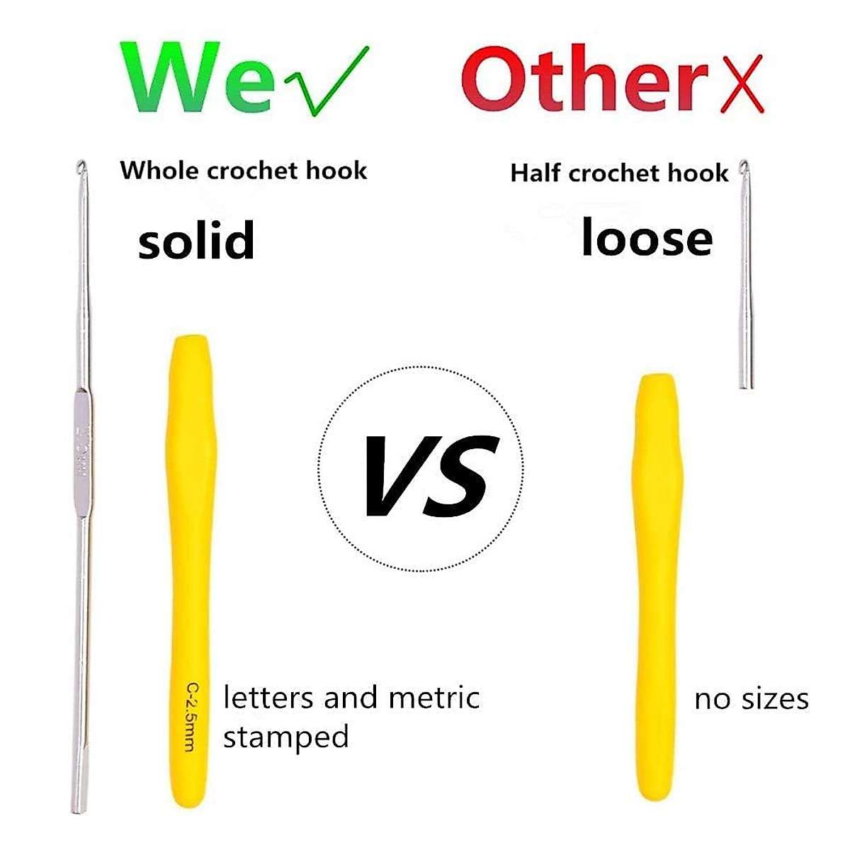 14 Size Crochet Hooks Set,2mm(B)-10mm(N) Ergonomic Crochet Hooks with Case for Arthritic Hands, Extra Long Crochet Needles