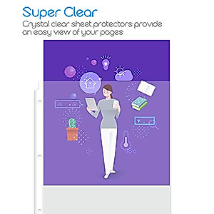 KTRIO Sheet Protectors 8.5 x 11 inch Clear Page Protectors for 3 Ring Binder, Plastic Sleeves for Binders, Top Loading Paper Protector Letter Size, 50 Pack