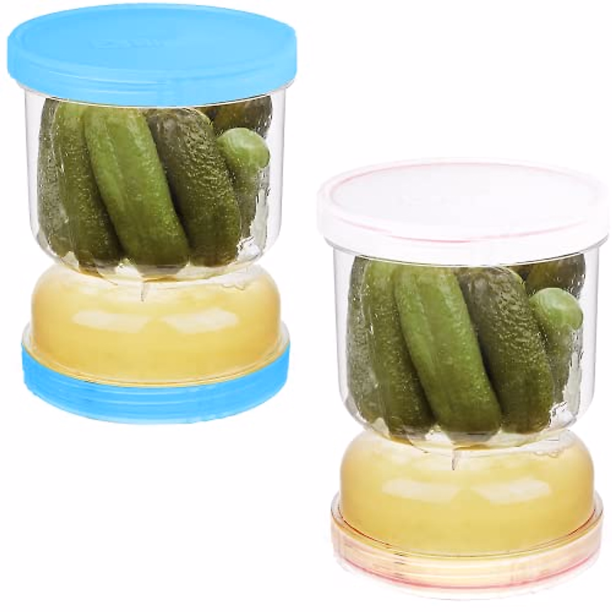AIxibu Pickle Jar with Strainer Flip -2pcs (White+Blue)
