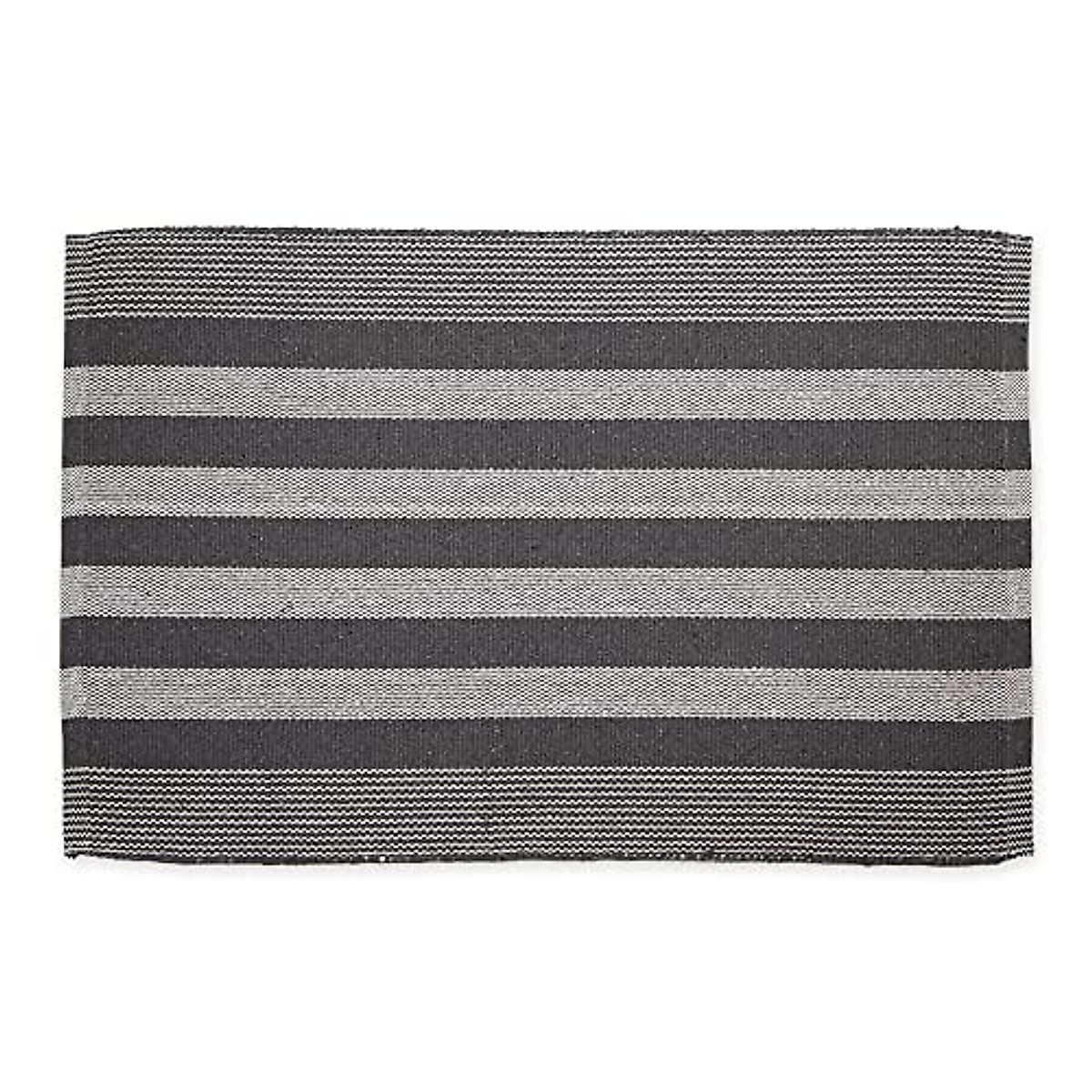 DII Woven Rag Rug Collection Recycled Yarn Cabana Stripe, 2x3', Gray