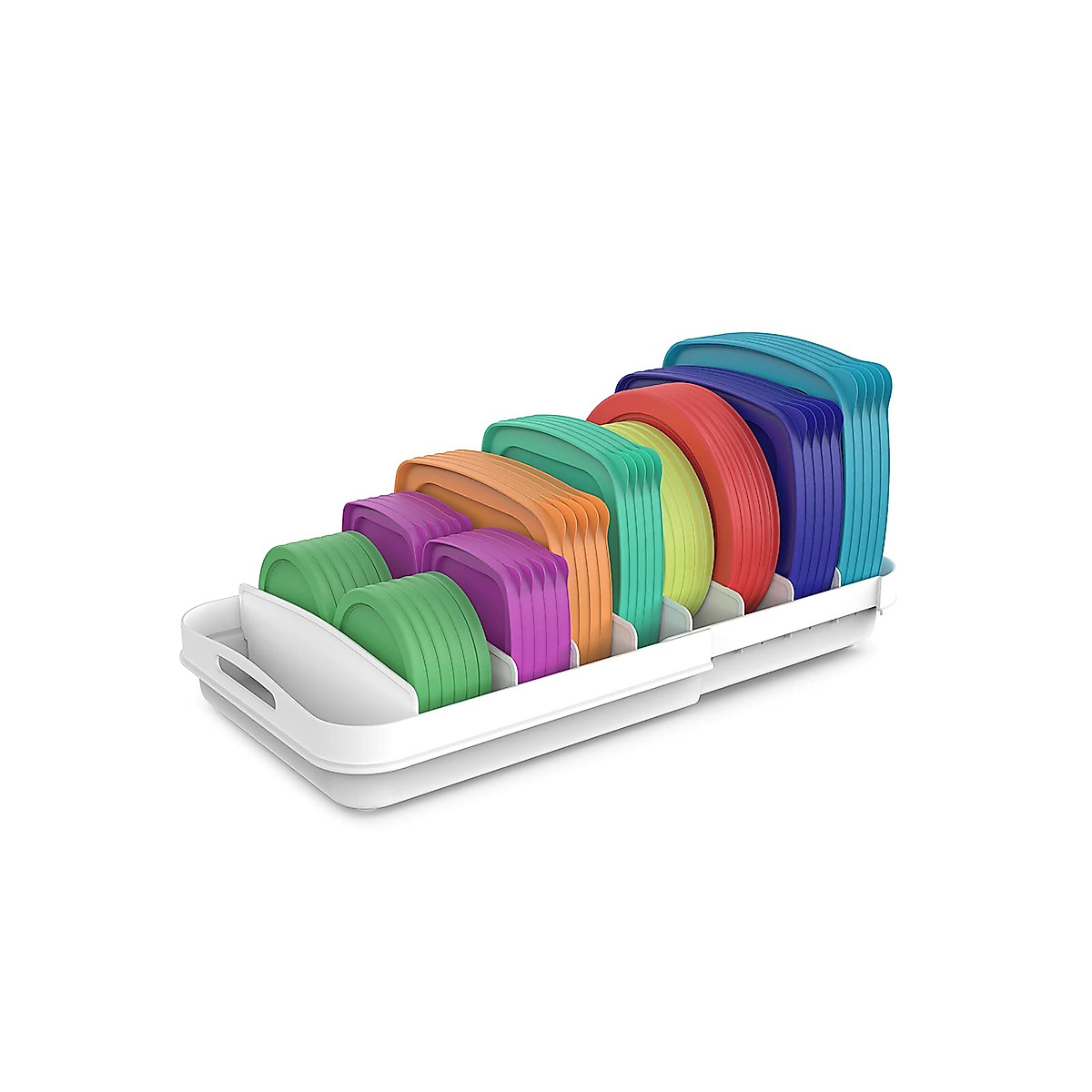 EVERIE Extendable Food Container Lid Organizer Compatible with 12'' Deep Cabinets, 13.4" - 20.5" Adjustable Length, GS01-SS