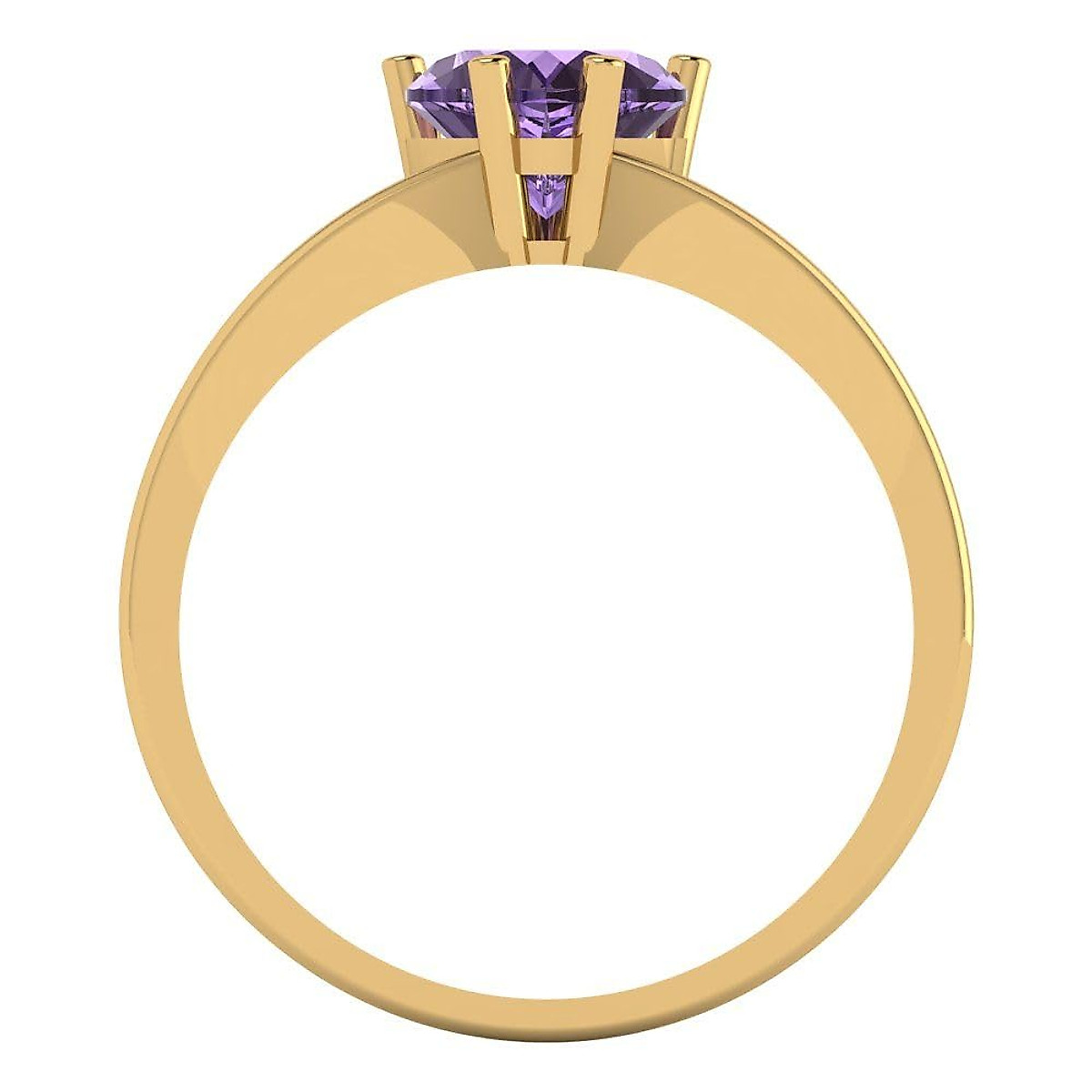 Clara Pucci 1.55 ct Heart Cut Solitaire split shank Genuine Simulated Alexandrite Stunning Classic Statement Ring 14k Yellow Gold Size 7