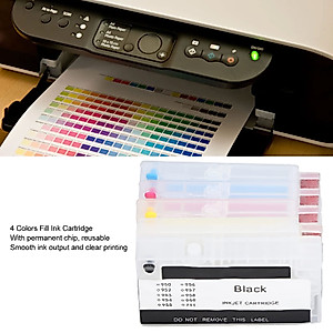 Fafeicy 4 Color Ink Cartridge, Ink Cartridge,4 Colors Refillable Ink Box Replacement Printer Accessories with Permanent for Priting, Rods (HP 711 BK/C/M/Y)