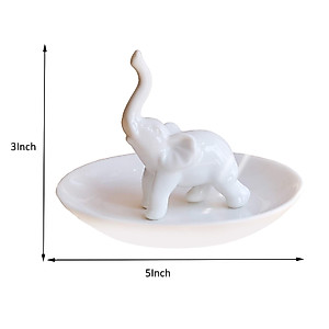 PUDDING CABIN White Elephant Ring Holder Dish Ring Tray for Jewelry | Elephant Gifts for Women Christmas | Birthday Gifts for Woman | Elephant Mom Gifts Wedding Christmas Mother's Day Gifts