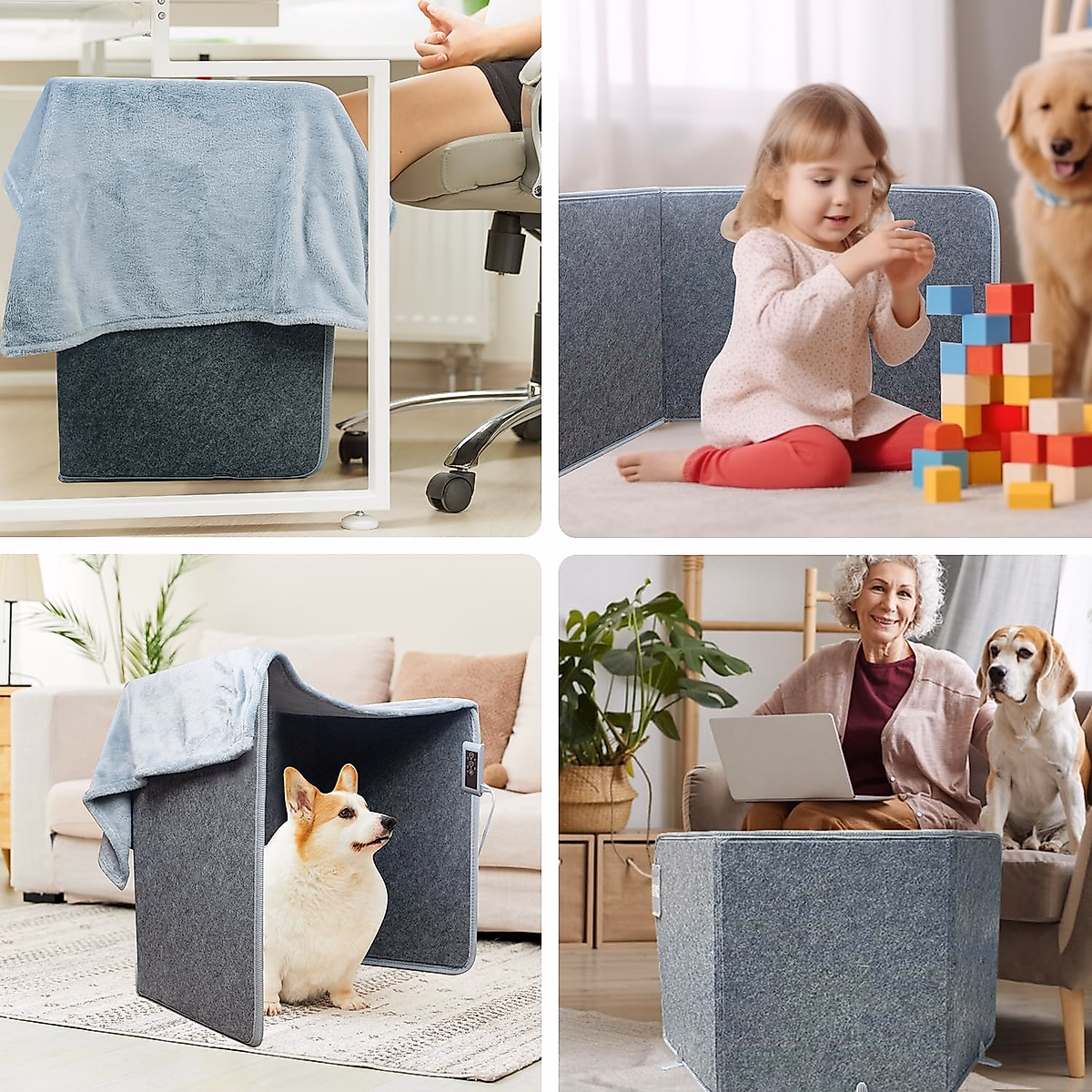 Foldable Leg Warmer With Soft Blanket, Under Desk Leg Foot Knee Heater 235W, Small Personal Space Heater, Overheat Safe Protection, Timer, Quiet, Easy Setup, for Home Office