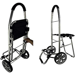 Shopping Trolley on Wheels Multi Function Shopping Cart with Seat Folding Collapsible Trolley Portable Non-Slip Handle Bearing Gravity Enhanced Storage Hand Trucks,Red,60 * 100Cm ,Sho