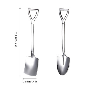10Pcs Shovel Spoons Stainless Steel Spoon Reusable Dessert Spoons for Coffee Tea Ice Cream Fruit Sugar Cake