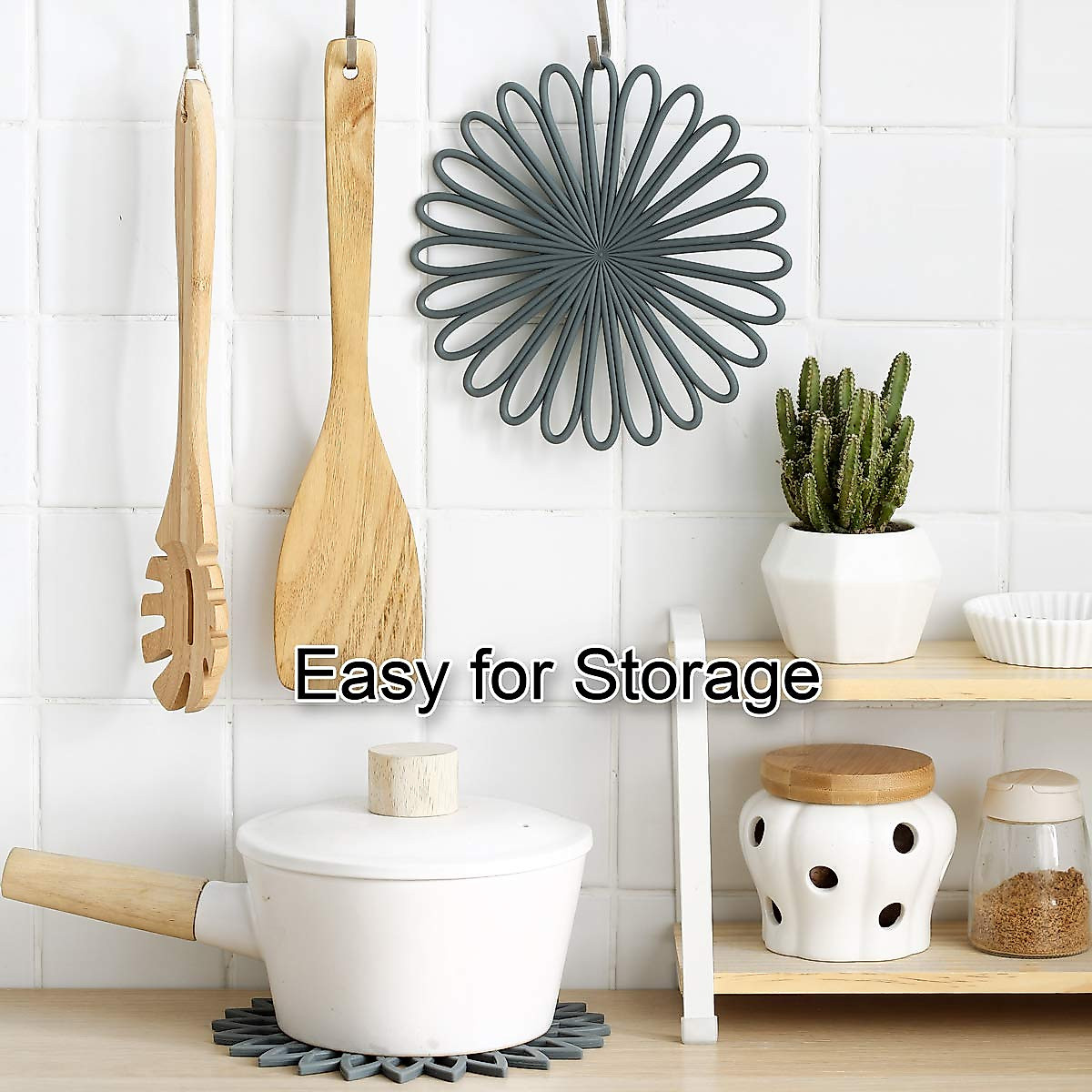 Set of 3 Silicone Trivet Mat - Hot Pot Holder Hot Pads for Table & Countertop - Trivet for Hot Dishes - Non-Slip & Heat Resistant Modern Kitchen Hot Pads for Pots & Pans, Pink