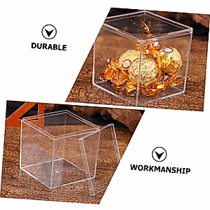 GLEAVI Clear Square Cube 60 Pcs Packing Box Candy Containers Party Candy Bag Party Gift Candy Cake Gift Container Candy Packaging Case Party Candy Storage Cases Seal Specimen Acrylic