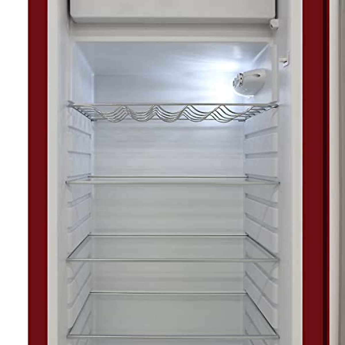 BRAMA Retro Fridge with Top Freezer 9.9 Cu.Ft. Full Refrigerator for Apartment, Condo, House, Kitchen, 24-Inch, Red
