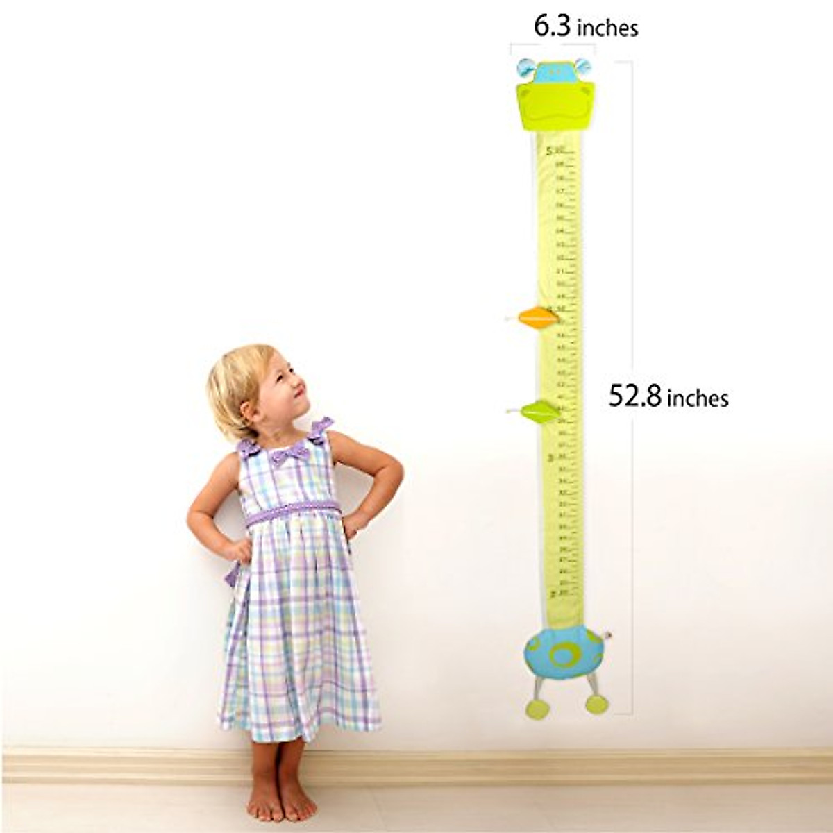 I'm Wood and Fabric Wall Growth Chart, Height Measurement, Scale, Ruler for Kids (Hippo)