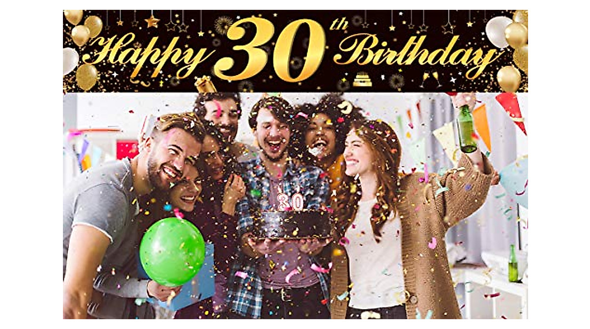 Celebrate with Our 30th Birthday Banner - Black & Gold