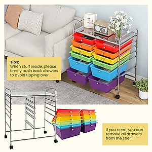 Giantex 12-Drawer Rolling Storage Cart, Multipurpose Movable Organizer Cart, Utility Cart for Home, Office, School (Multicolor)
