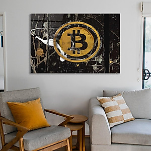 ESyem Posters Than Currency Badge Wall Art Cryptocurrency Exchange Trading Wall Art Canvas Painting Posters And Prints Wall Art Pictures for Living Room Bedroom Decor 08x12inch(20x30cm) Unframe-style