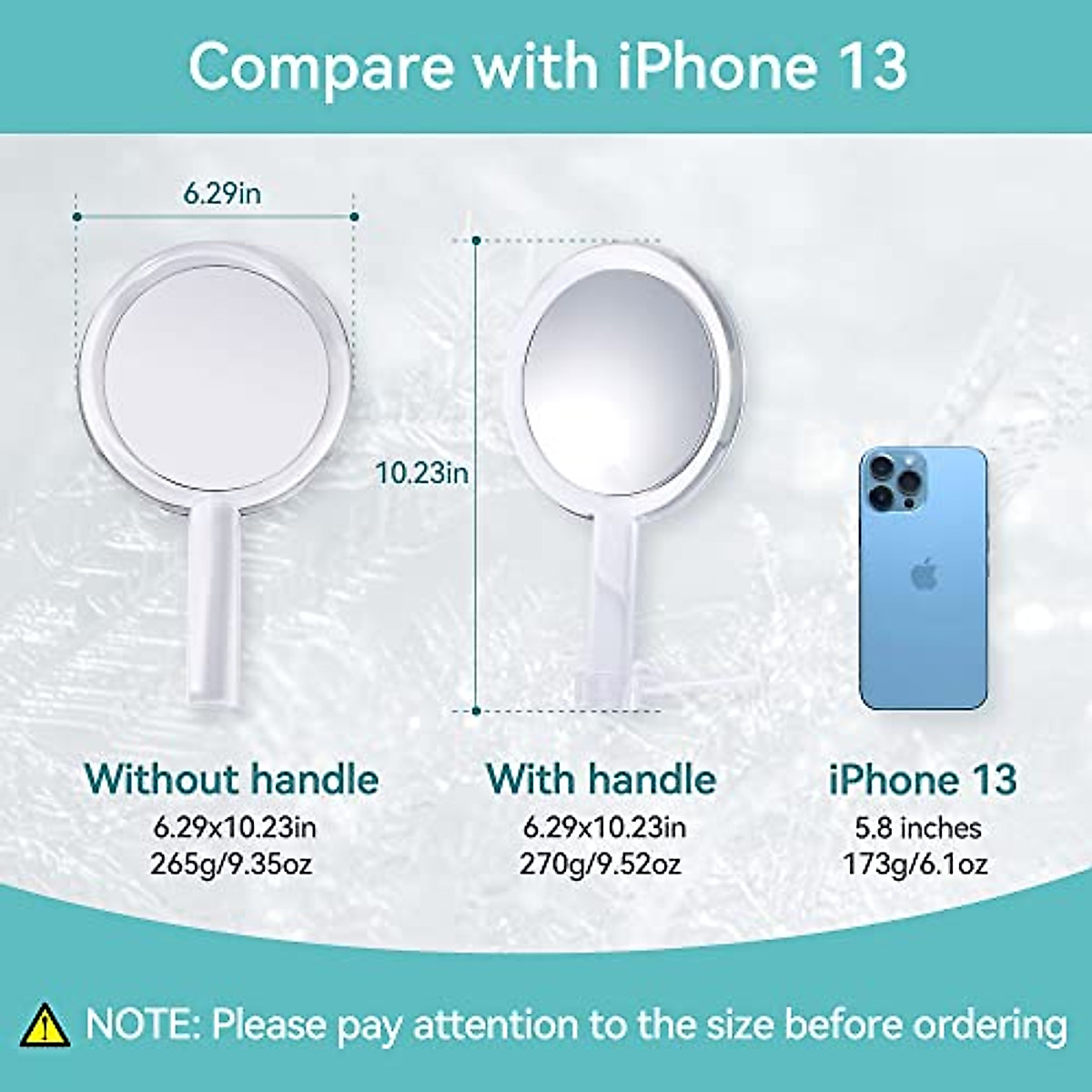 B Beauty Planet Handheld Mirror with Handle Double Sided, 1x/15x Magnifying Hand Mirror for Women, Hand Held Mirror with Adjustable Stand, 6"