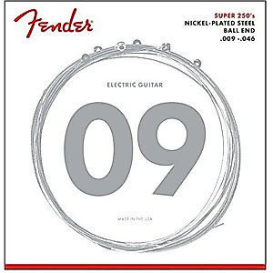 Fender Super 250 Electric Guitar Strings, Nickel Plated Steel, Ball End, 250LR .009-.046
