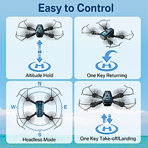 Drones with Camera for Adults/Kids/Beginners 1080P HD APP/Voice Control Camera Drone Easy to Control One-key Returning Altitude Hold 3D Flip 3 Speeds Toy Drone for Kids Gift Ideas for Boys Girls