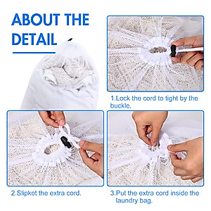 Berlune 30 Pack 24 x 36 Inches Large Mesh Bags for Laundry, Wash bags, Sturdy Mesh Material Closed with Drawstring, Factory, University, Dormitory, Travel and Apartment Dweller (Black, White)