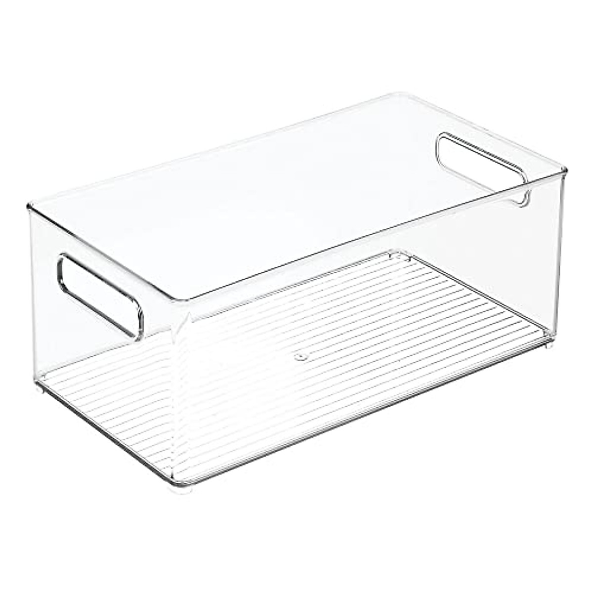 mDesign Deep Plastic Storage Organizer Container Bin, Baby and Kid Organization for Nursery, Cupboard, Playroom, Shelves, and Closet - Holds Snacks, Food, Formula, Diapers - Ligne Collection - Clear