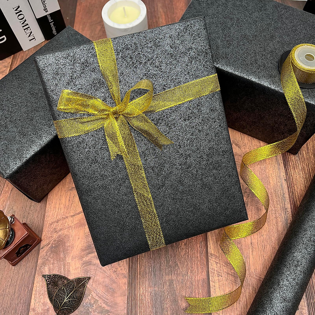 Dtiafu Black Matte Wrapping Paper for Girls Boys Women Men - Solid Color Matte Gift Wrap Paper Large Sheets Great for Christmas Holiday Birthday Wedding - 22 x 32 Inches Per Sheet (6 Sheets)