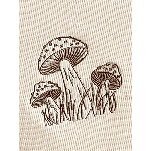 SweatyRocks Women's Graphic Print Round Neck T Shirt Short Sleeve Crop Tee Tops Mushroom Brown L