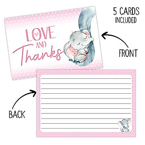 Your Main Event Prints Pink Elephant Baby Shower Thank You Cards, 50 Pieces