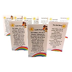 Westmon Works The Hail Mary and Our Father Lords Prayer Childrens Holy Cards Bulk Classroom Pack, Set of 24