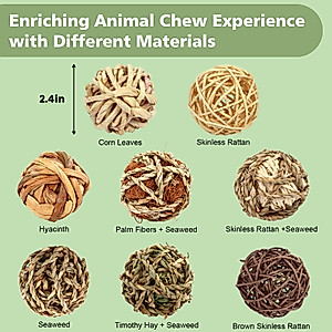 VESPRO Bunny Chew Grass Balls, Rolling Chew Toys for Small Animals, Natural Chew Grass Toys and Bunny Treats for Rabbits, Guinea Pigs, Chinchillas, Hamsters, Mice Teeth Grinding (8 Pcs)