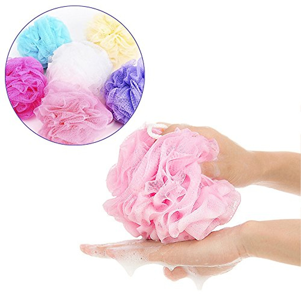 Exfoliating Bath Sponge,Exfoliate Sponge Mesh Net Ball,Set by Shower Bouquet,Bath Sponges for Shower,Shower Sponge,Bath Scrubber for Body，Bathing Accessories Bath Cleaning Utility (A)
