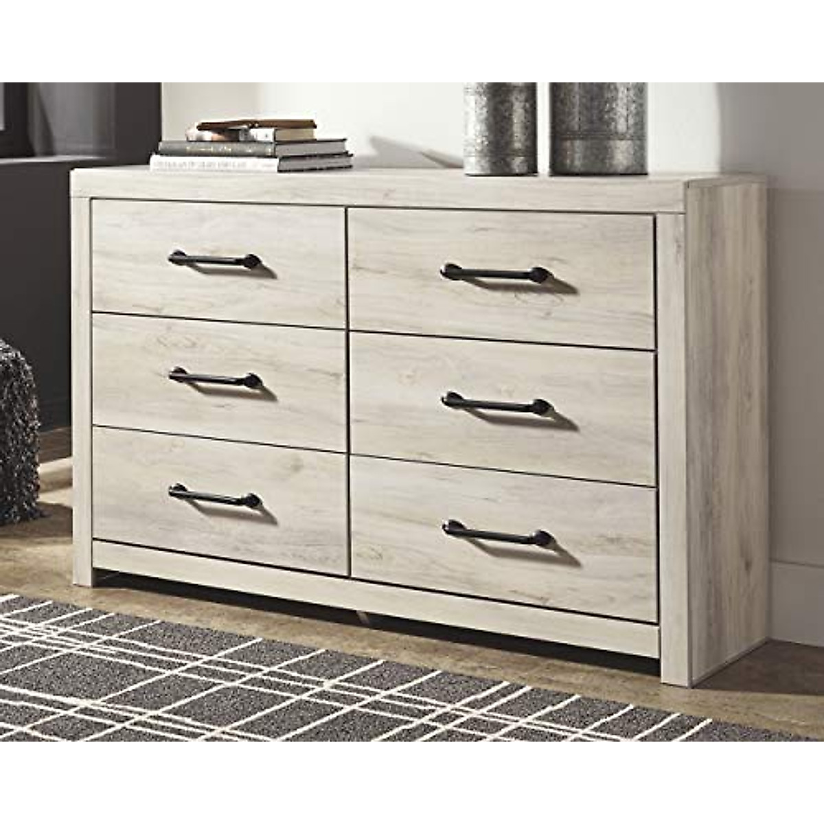 Signature Design by Ashley Cambeck Farmhouse Industrial 6 Drawer Dresser, Whitewash