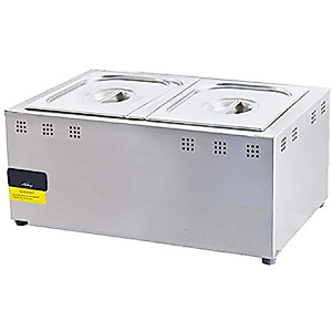 GN1/1 2X PAN Included 2X LID Included Full Set Propane Gas 2 Compartment Industrial Commercial Restaurant Cafe Catering Bain-Marie Buffet Food Sause Desktop Countertop Food Warmer Steamer Steam Table