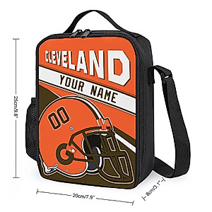 mdbozli Custom Personalized Cleveland Lunch Bag Adjustable Shoulder Straps Portable Insulated Lunch Box for Boy Girl Women Men