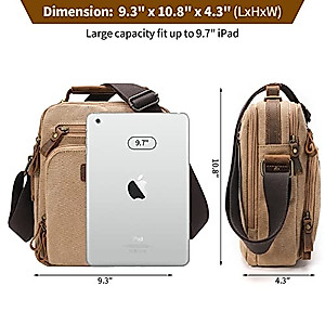 Jack&Chris Canvas Messenger Bag for Men, Man Purse Crossbody Bags for Work Business,JC5207-CANVAS-Brown