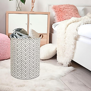 CLOCOR Large Round Storage Bin,Collapsible Storage Baskets, Dirty Laundry Hamper Baskets for Baby Boys and Girls, Office, Bedroom, Toys Nursery Kids Clothes Gift Basket (Grey geometry)
