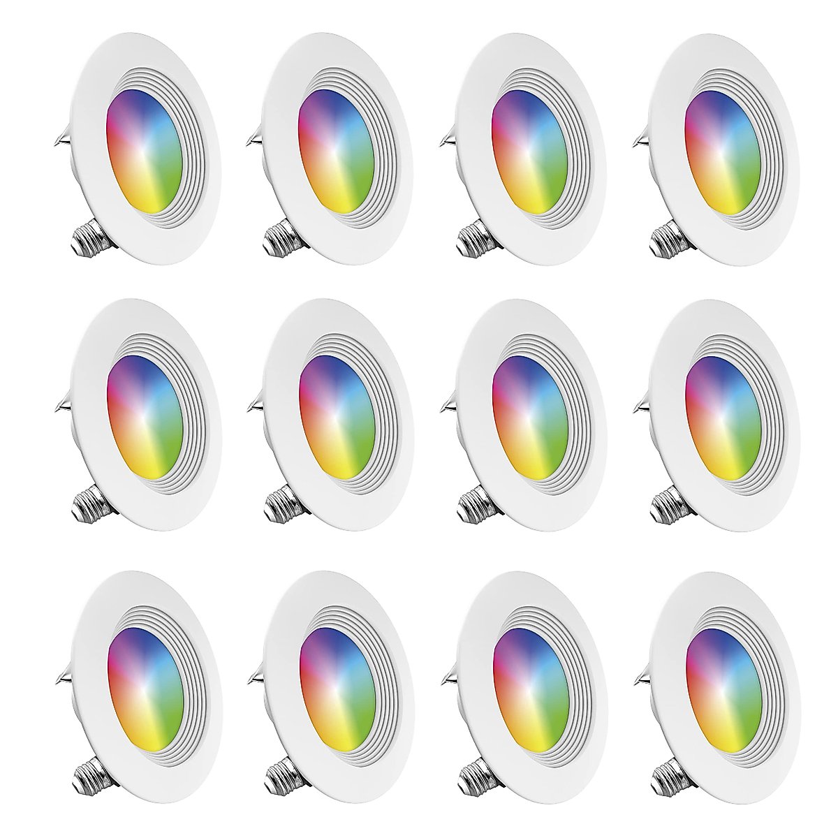 INFIBRITE 4 Inch Smart Recessed Light, Color Changing and Tunable White, WiFi Retrofit LED Downlight E26 Base, No Hub, Works with Alexa and Google, Dimmable, 810LM, CRI90, RGBCW, Wet Rated (12 Pack)