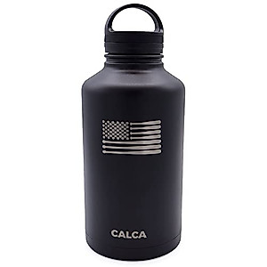 Insulated Water Bottle with Wide Mouth Lid Stainless Steel Double Wall Vacuum Hot/Cold Water Bottle 64oz (Picture)
