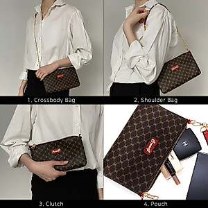 Chain Strap Small Crossbody Cellphone Purse for Women, Card Slots Clutch Shoulder Phone Bags (Red)