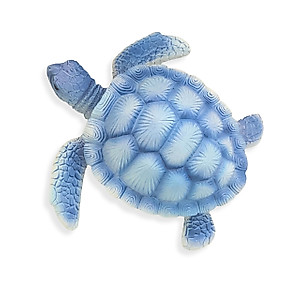 Evenchae Blue Sea Turtle Statue - Coastal Tabletop Figurine or Wall Sculpture - 5.75 in Long