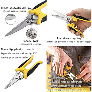 Garden Secateurs, Stainless Steel Pruning Shears, Garden Bonsai Tools, 3 Pack Ergonomic Garden Secateurs Set for Fruit Branch, Hedge, Fruits & Vegetables, Plants(With Garden Gloves and Box)