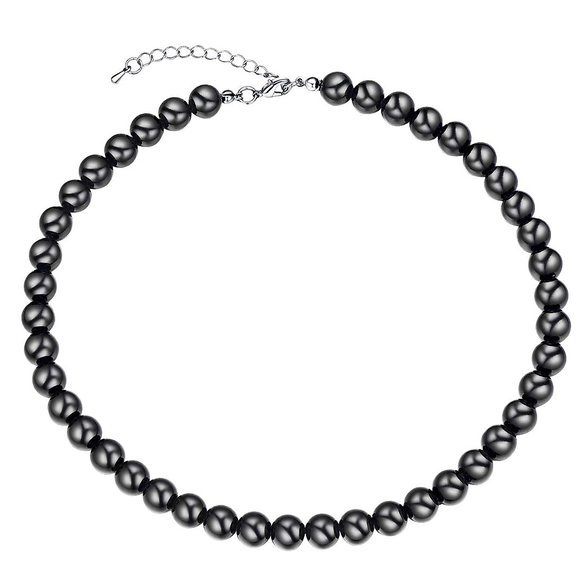 Women Choker Necklace Black Pearl Strand Necklace Bride Jewelry 10mm Big Faux Pearl Necklaces 18"