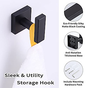 Angle Simple Bathroom Towel Hook, Stainless Steel Bath Towel Holder, Kitchen Towel Rack, Heavy Duty Garage Wall Hook, Single Robe Coat Hook Matte Black