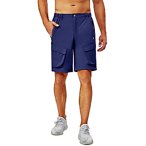 Little Donkey Andy Men's Stretch Quick Dry Cargo Shorts for Hiking, Camping, Travel Navy Size L